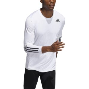 adidas mens techfit 3-stripes long sleeve french terry white xx-large