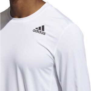 adidas mens TechFit 3-Stripes Long Sleeve French Terry White XX-Large