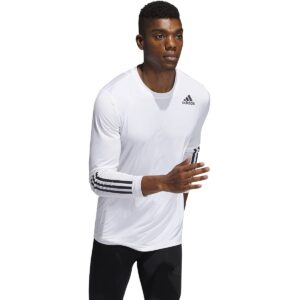 adidas mens TechFit 3-Stripes Long Sleeve French Terry White XX-Large