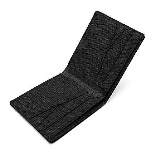 Lanyani Mens Minimalist Slim Fabric Wallet Bifold RFID Blocking Thin Small Front Pocket Wallet Boys (Black)