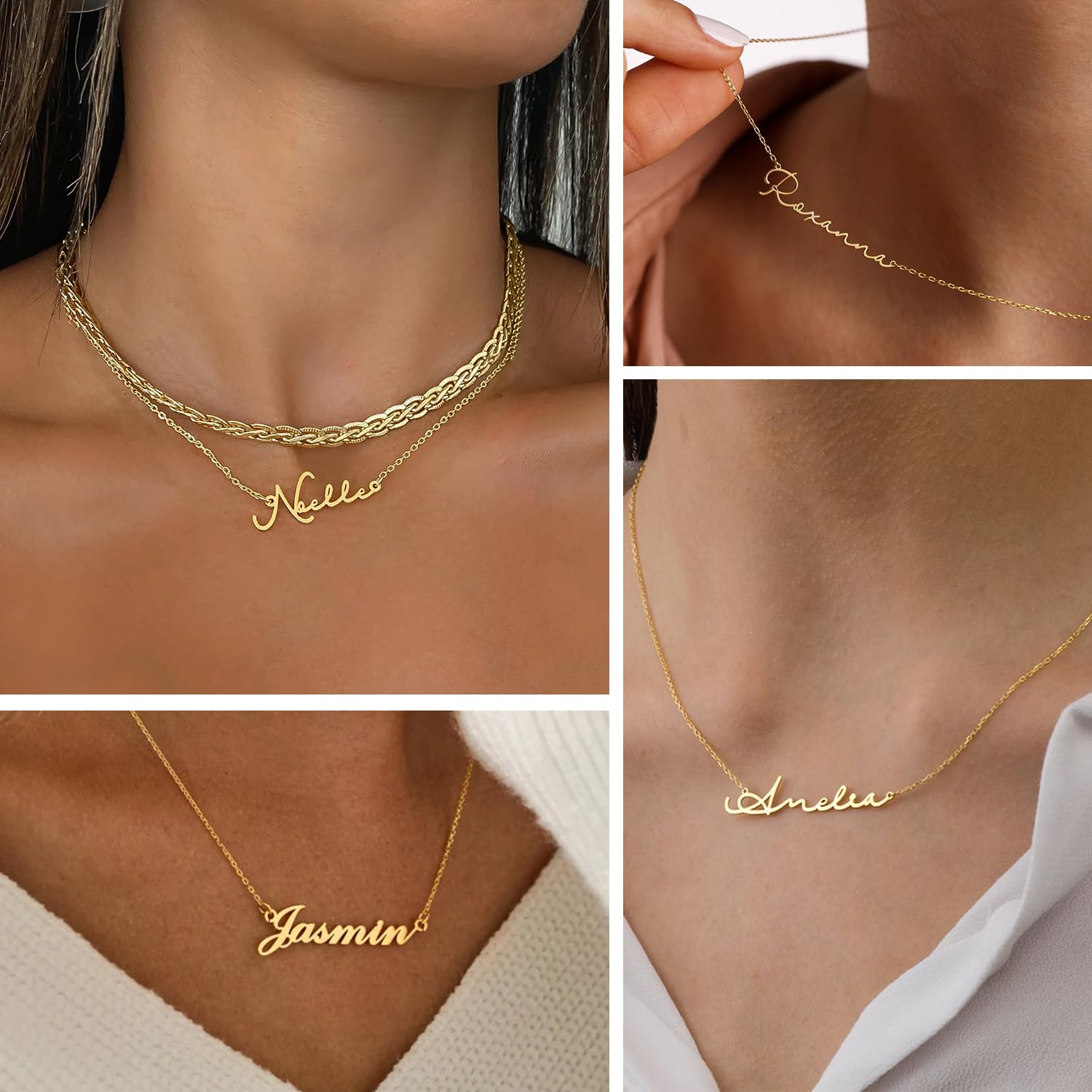 Yofair Custom Name Necklace Personalized 18K Gold Plated Nameplate Pendant Gift for Women