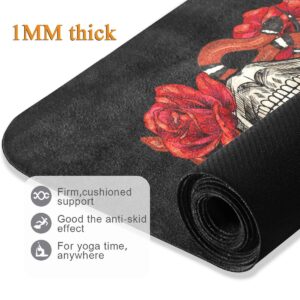 Qilmy Snakes Roses Skulls Yoga Mat, Non-Slip Texture Pro Yoga Mat Eco Friendly Exercise & Workout Mat for Yoga, Pilates and Floor Exercises