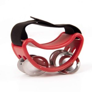 foot tambourine percussion jingle shaker musical instrument bells (red)