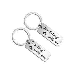 anlive i belong with you you belong with me lover keychain couples gift for girlfriend boyfriend (lover keychain couples)