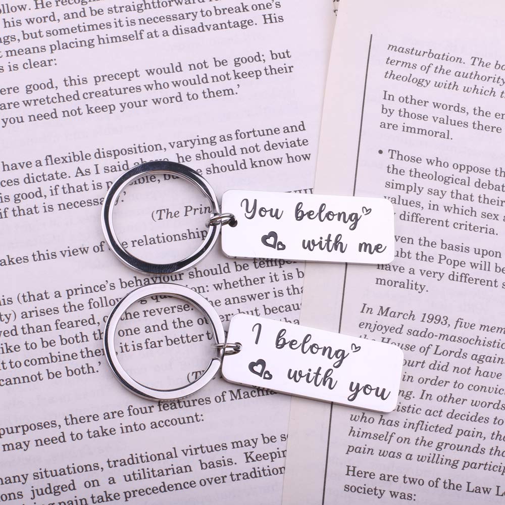 Anlive I Belong with You You Belong with Me Lover Keychain Couples Gift for Girlfriend Boyfriend (Lover Keychain Couples)