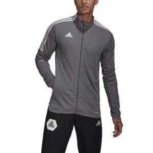 adidas men's tiro 21 track jacket, team grey four, large