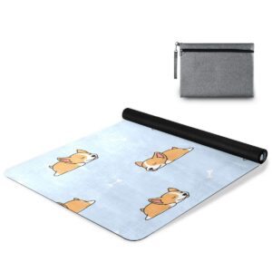 agona cute corgi dog yoga mat thick non slip exercise mat portable folding fitness workout mat for yoga pilates home floor exercises children playtime