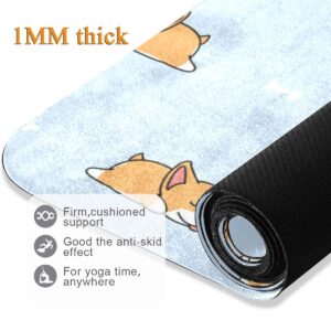 AGONA Cute Corgi Dog Yoga Mat Thick Non Slip Exercise Mat Portable Folding Fitness Workout Mat for Yoga Pilates Home Floor Exercises Children Playtime