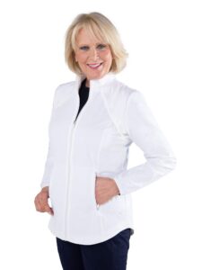 jofit apparel women’s athletic clothing wind jacket with removable sleeves for golf & tennis, size x-large, white