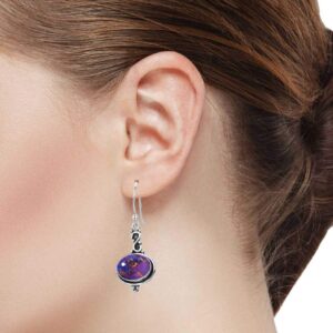 JEWELOPORIUM 925 Silver Earring for Women Silver Earring Copper Purple Turquoise Stone Drop Dangle Solitaire Mothers' Day Gift Costume Jewelry