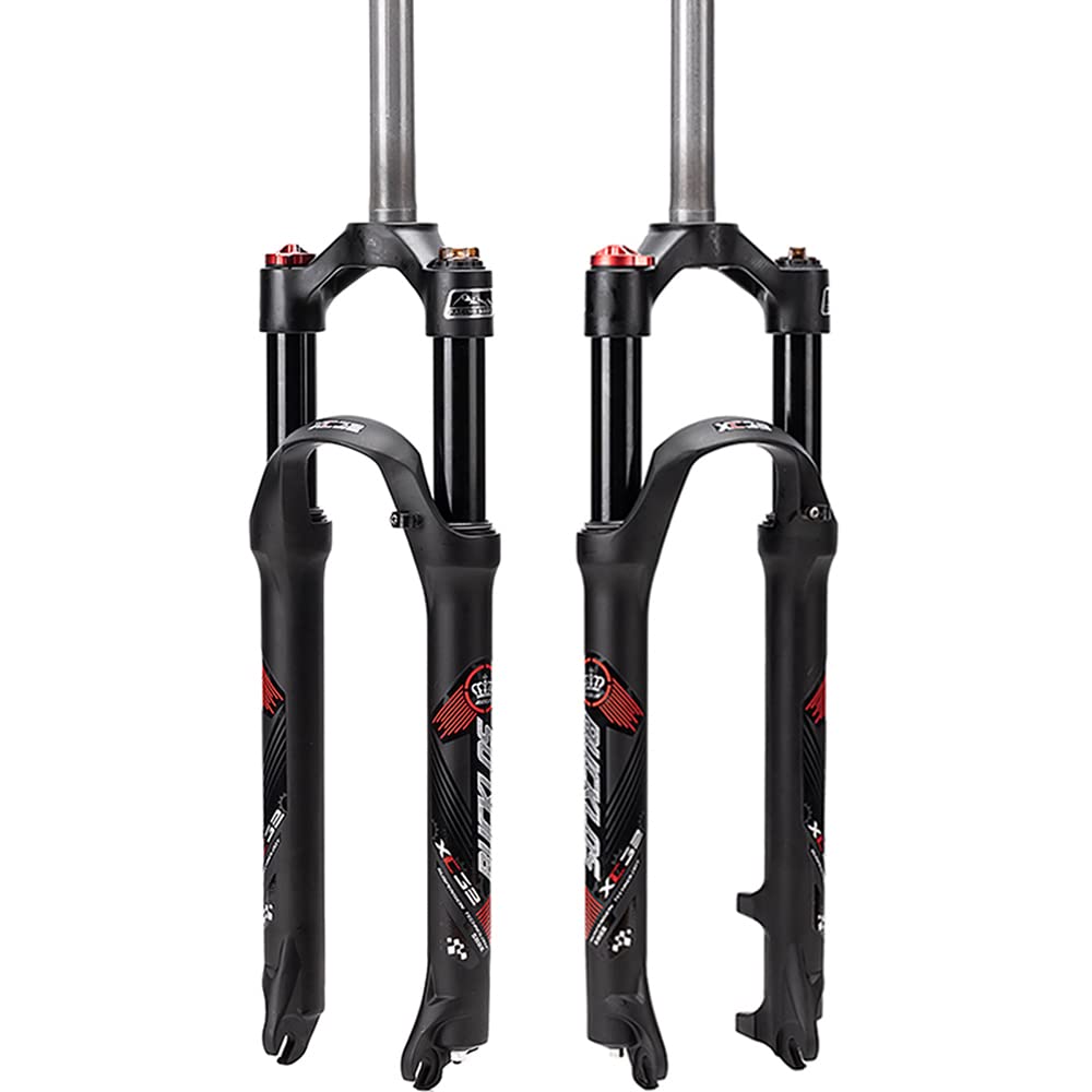 BUCKLOS Mountain Bicycle Suspension Forks, 26/27.5/29 inch MTB Bike Front Fork with Preload Adjustment, 100mm Travel 28.6mm Threadless Steerer