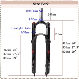 BUCKLOS Mountain Bicycle Suspension Forks, 26/27.5/29 inch MTB Bike Front Fork with Preload Adjustment, 100mm Travel 28.6mm Threadless Steerer