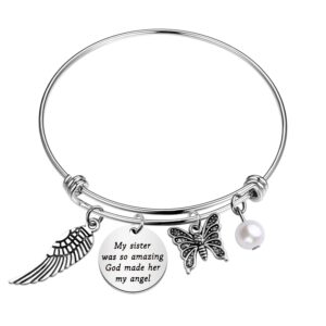 cyting sister memorial bracelet my sister was so amazing god made her my angel in memory of sister remembrance jewelry loss of sister sympathy gift (sister memorial bracelet)