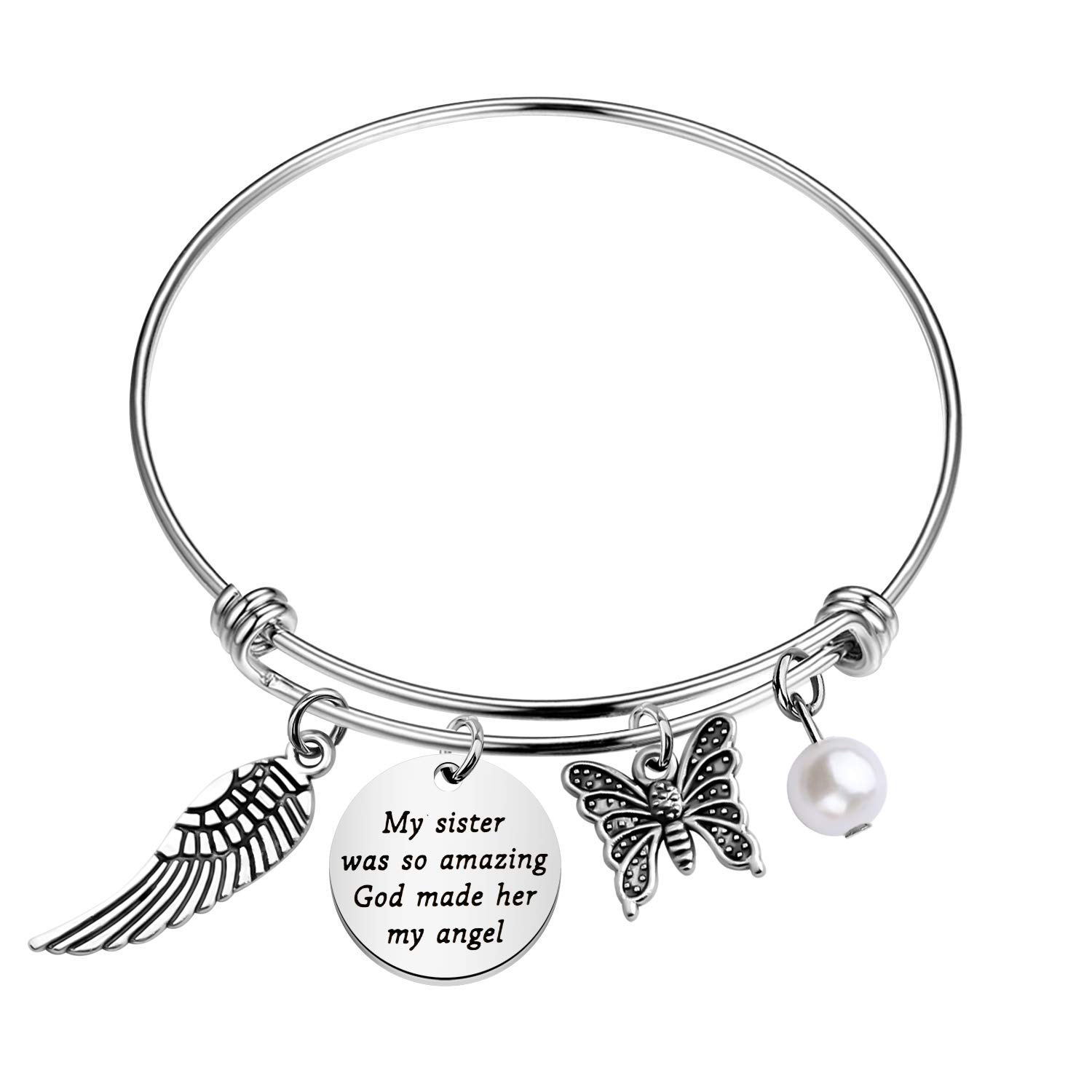 CYTING Sister Memorial Bracelet My Sister Was So Amazing God Made Her My Angel In Memory Of Sister Remembrance Jewelry Loss Of Sister Sympathy Gift (Sister Memorial Bracelet)