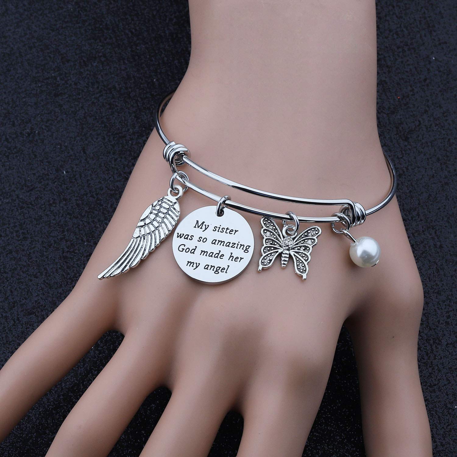 CYTING Sister Memorial Bracelet My Sister Was So Amazing God Made Her My Angel In Memory Of Sister Remembrance Jewelry Loss Of Sister Sympathy Gift (Sister Memorial Bracelet)