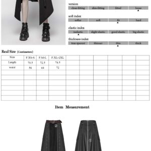 Punk Rave Women's Punk Daily Half Skirt Woven Fabric Adjustable Streetwear Hip Hop Personality Skirt (M~L) Black