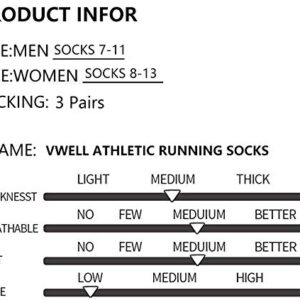 VWELL Toe Socks Cotton Athletic Running Five Finger Socks 3 Pairs,Size 7-11