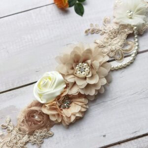 FANFAN Maternity Sash Belt Pregnant Wedding Sash Belt Bridal Sash Belts Y01 (champange)