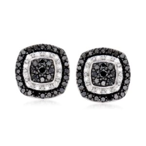 ross-simons 1.00 ct. t.w. black and white diamond earrings in sterling silver