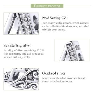 BETTY&SARAH 925 Sterling Silver Letter A Charms for Pandora Bracelets Alphabet Initial Beads Jewelry Gift for Women