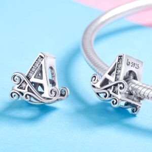 BETTY&SARAH 925 Sterling Silver Letter A Charms for Pandora Bracelets Alphabet Initial Beads Jewelry Gift for Women