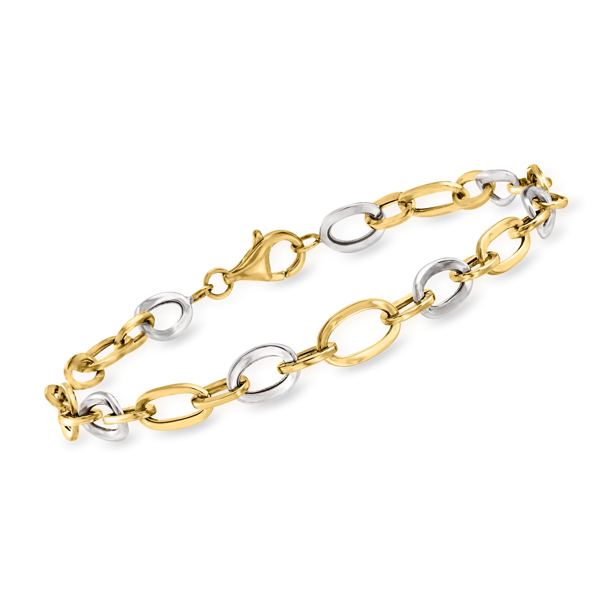 Ross-Simons 14kt 2-Tone Gold Oval-Link Bracelet. 8 inches