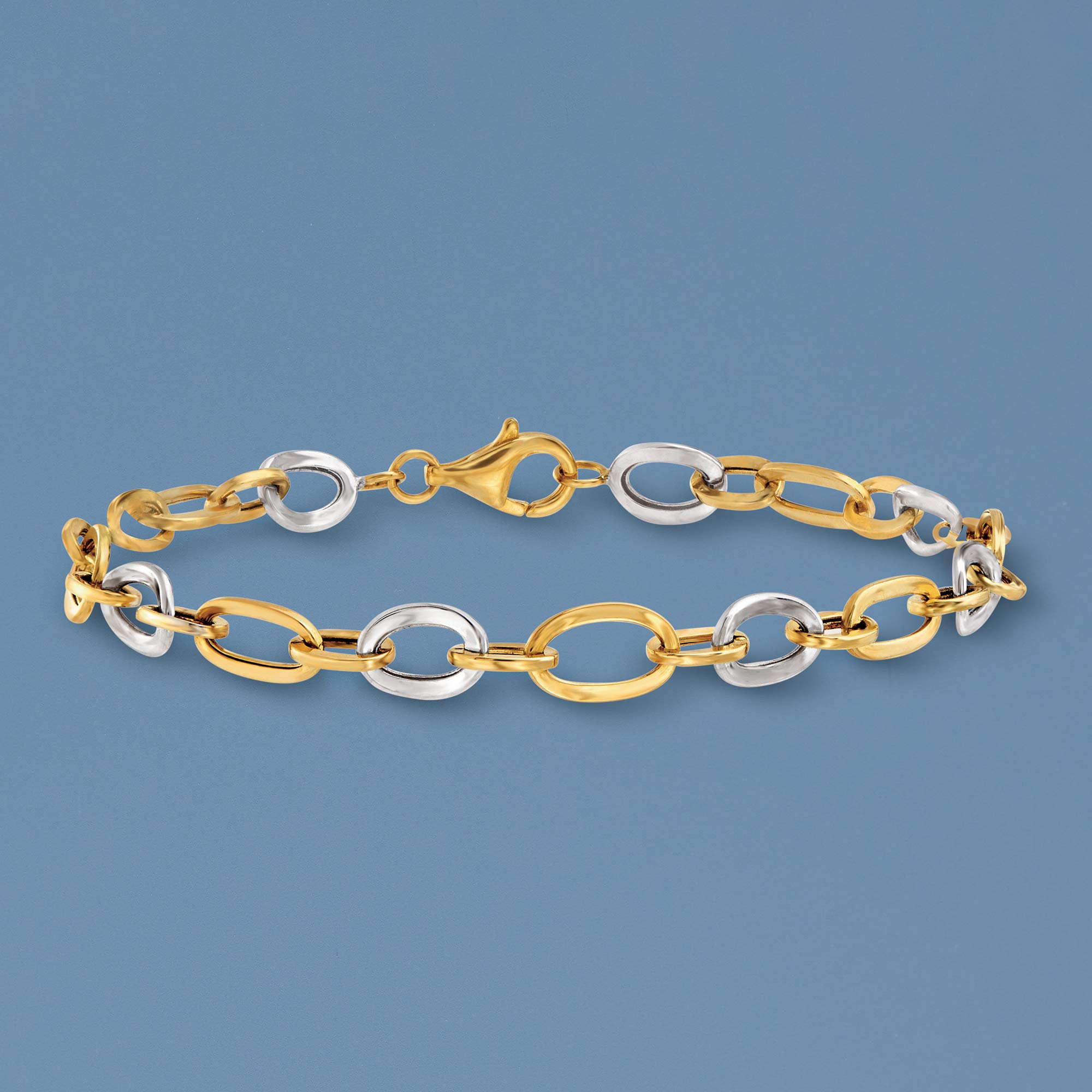 Ross-Simons 14kt 2-Tone Gold Oval-Link Bracelet. 8 inches