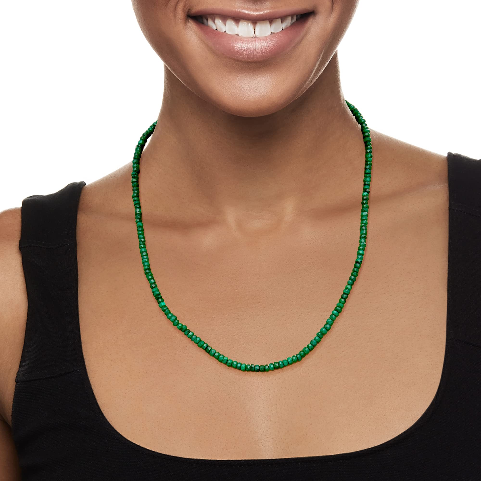 Ross-Simons 75.00 ct. t.w. Emerald Bead Necklace With 14kt Yellow Gold Magnetic Clasp. 20 inches