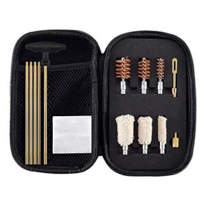 boosteady shotgun cleaning kit and case - universal cleaning kit brass rods black compact travel case bronze metal brushes heads and cotton mop for 12, 20 and .410 gauge shotguns