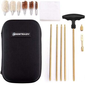 BOOSTEADY Shotgun Cleaning Kit and Case - Universal Cleaning Kit Brass Rods Black Compact Travel Case Bronze Metal Brushes Heads and Cotton Mop for 12, 20 and .410 Gauge Shotguns