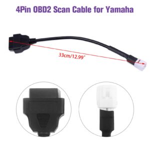 OBD2 Cable Connector Scanner for Yamaha FJR FZ09 FZ10 MT07 MT09 MT10 R1 R6 TMAX 530 XSR 700 900 XT1200ZE, 4 Pin Full Diagnostic Cable, OBDII Adapter Connector Cable Scan Tool for Motorcycle Bike ATV