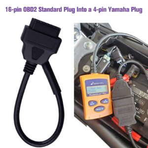 OBD2 Cable Connector Scanner for Yamaha FJR FZ09 FZ10 MT07 MT09 MT10 R1 R6 TMAX 530 XSR 700 900 XT1200ZE, 4 Pin Full Diagnostic Cable, OBDII Adapter Connector Cable Scan Tool for Motorcycle Bike ATV