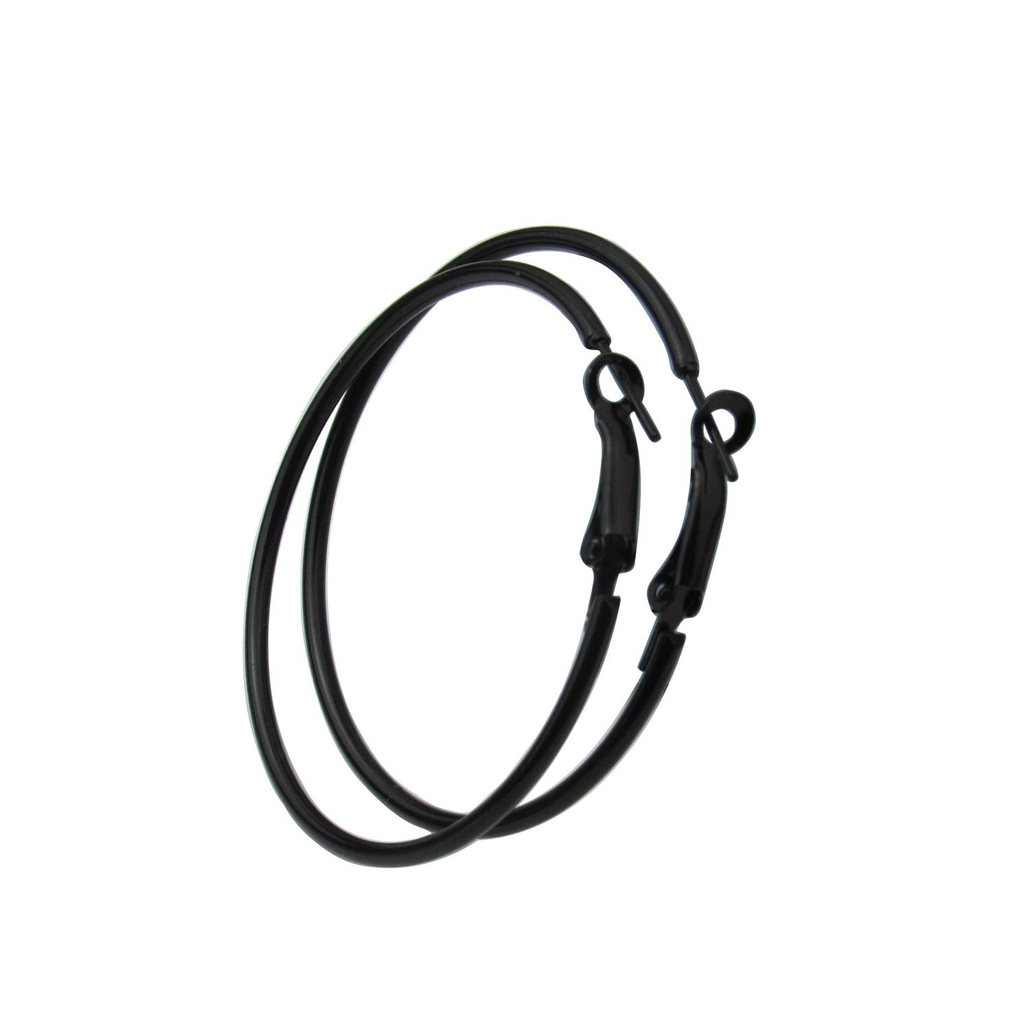 6 Pairs Big Black Hoop Earrings Set Stainless Steel Hoop Earrings for Women Sensitive Ears