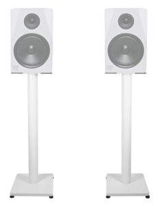 rockville pair rs29w 29" steel bookshelf speaker/studio monitor stands-white v2