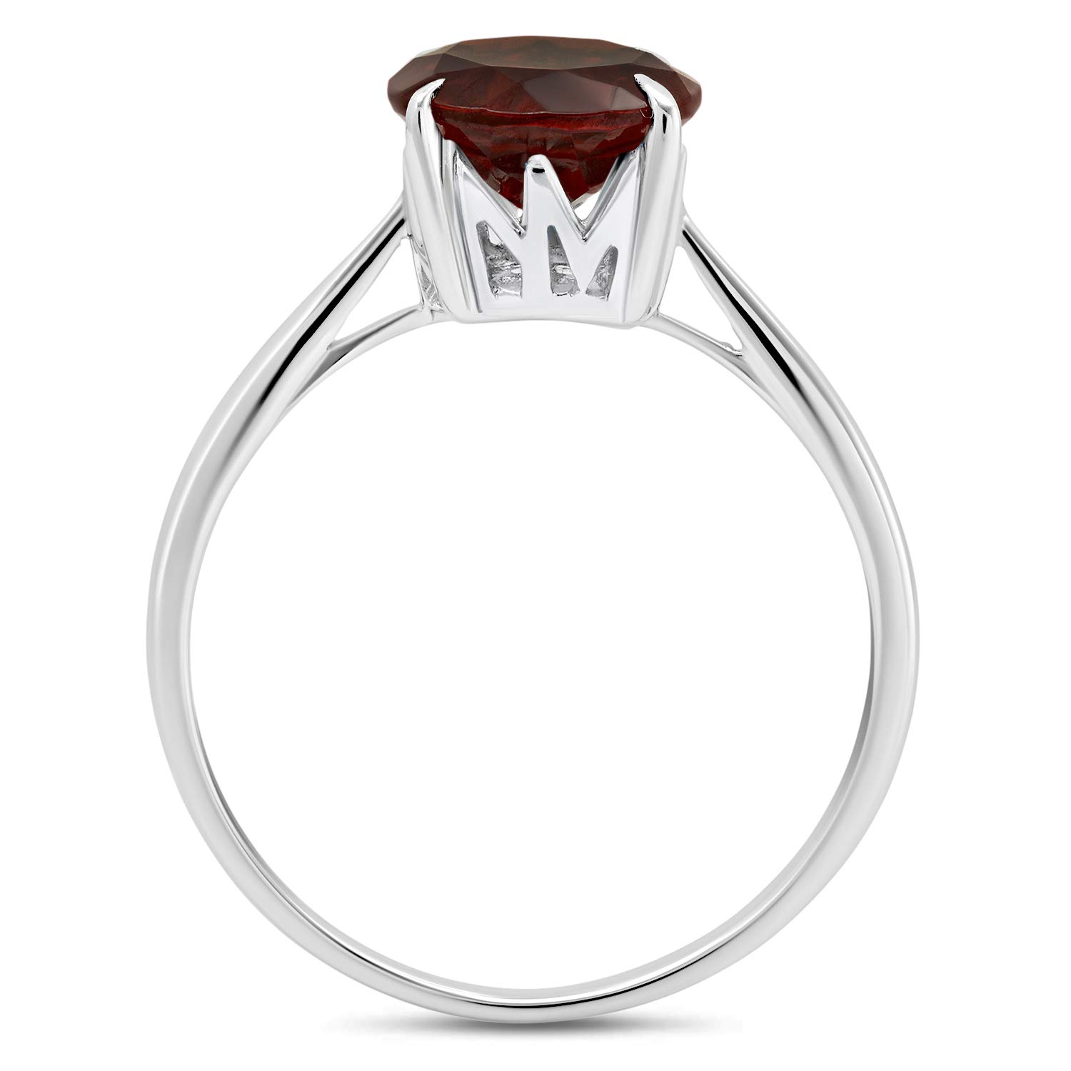 Round Cut Garnet Solitaire Ring for Women in 925 Sterling Silver 8 mm January Birthstone 4-Prong Setting Anniversary Ring Size 7 by Nicole Miller Fine Jewelry