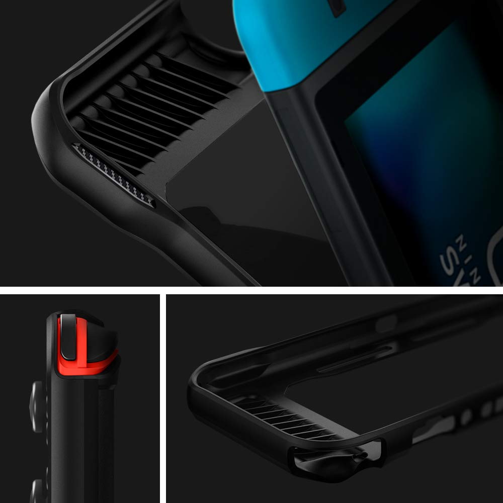 Spigen Rugged Armor Designed for Nintendo Switch Case with Strap Protective Case - Matte Black