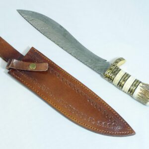 Lexon Handmade Damascus Steel Hunting Knife with Real Leather Sheath