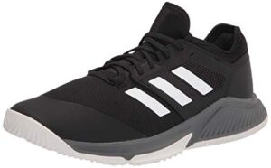 adidas men's court team bounce volleyball shoe, black/white/grey, 8