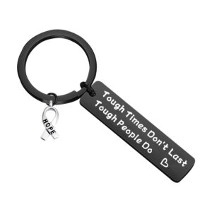 chooro cancer survivor gift tough times don't last tough people do cancer awareness keychain (tough people do black)