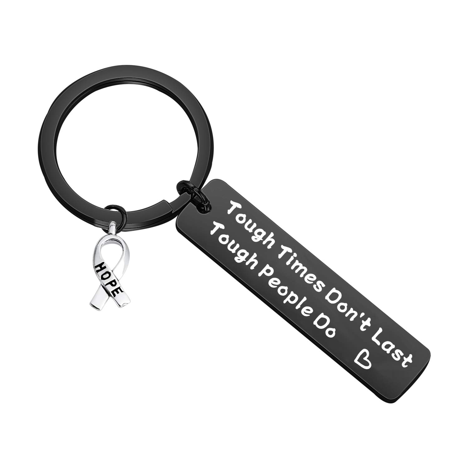 CHOORO Cancer Survivor Gift Tough Times Don't Last Tough People Do Cancer Awareness Keychain (Tough People Do black)