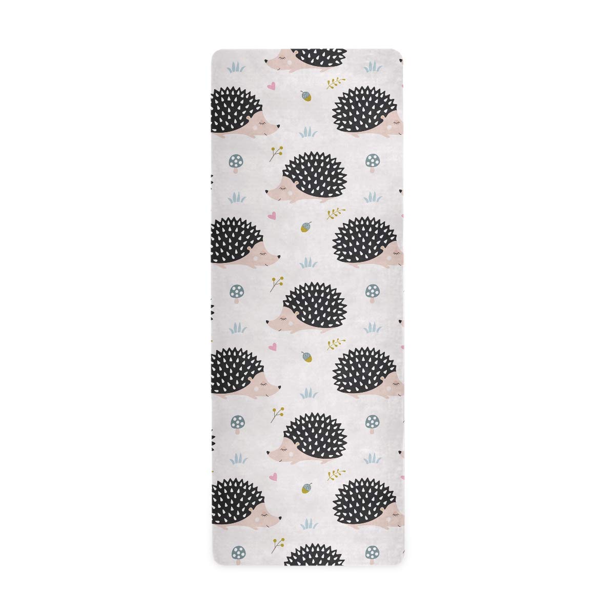 MOYYO Animal Cute Hedgehogs Yoga Mat Printed Suede Natural Rubber Thin Hot Yoga Mat Non Slip Sweat Fitness Mat 71x26 Inch Portable Travel Yoga Mat for Yoga Pilates and Floor Exercises