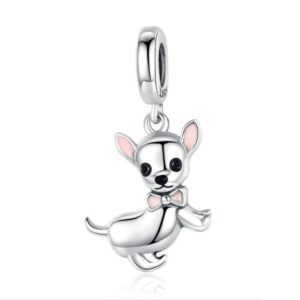 chihuahua dog charm 925 sterling silver dinosaur charm spider charm cat charm animal charm dolphin charm mouse charm for pandora charm bracelet (chihuahua)