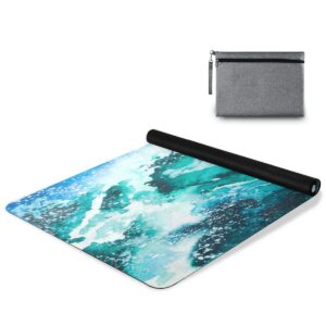 agona watercolor japanese blue ocean yoga mat thick non slip exercise mat portable travel yoga mat folding fitness workout mat for yoga pilates home floor exercises children playtime