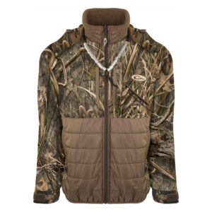 drake waterfowl lst guardian flex™ double down eqwader™ full zip with hood mossy oak shadow grass habitat xlarge