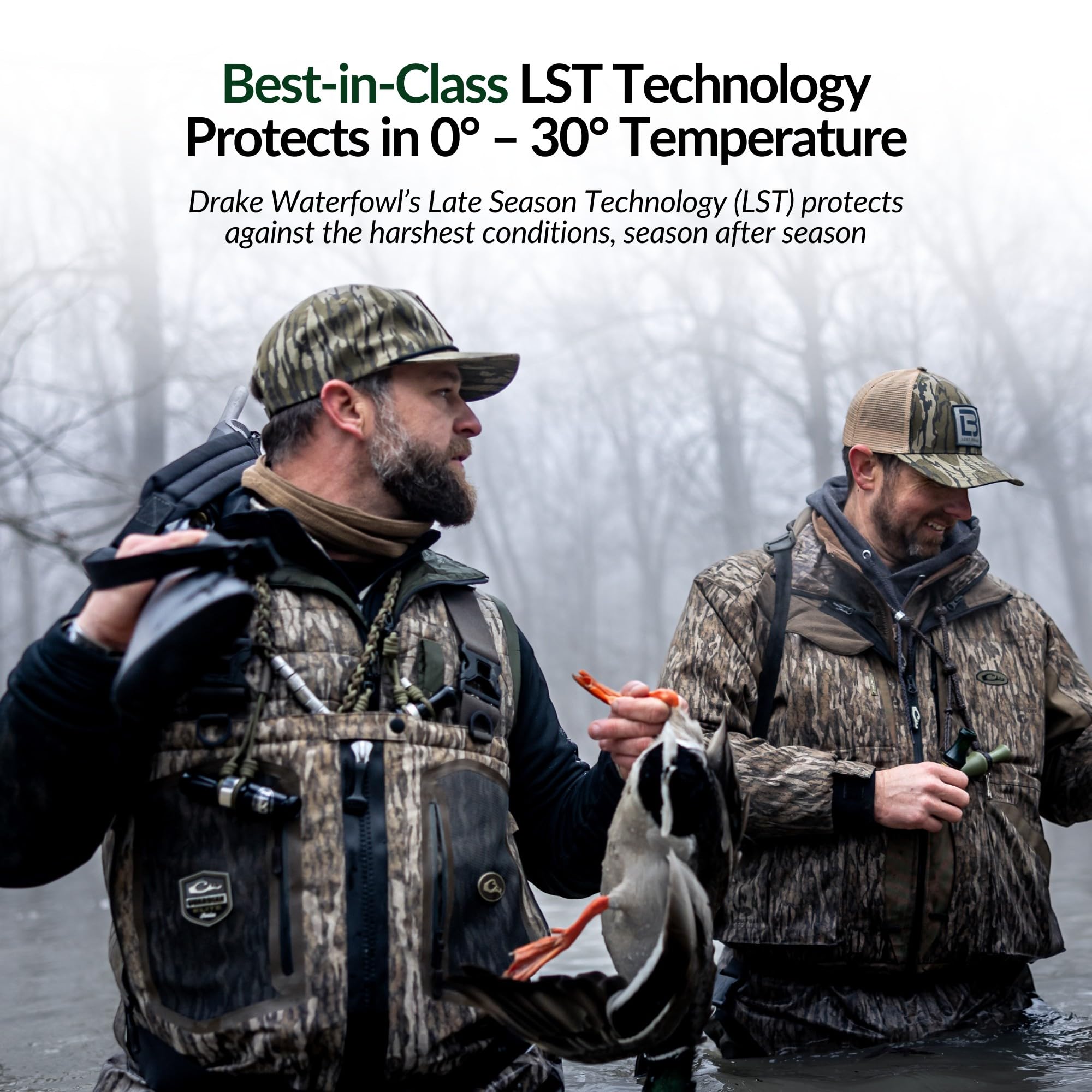 Drake Waterfowl LST Guardian Flex™ Double Down Eqwader™ Full Zip with Hood Mossy Oak Shadow Grass Habitat Xlarge