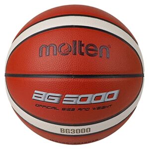 molten bg3000 basketball, indoor/outdoor, rubber, size 7, orange/ivory, suitable for boys age 14 & adult