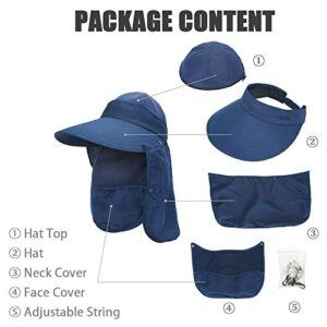 DRIONO Wide Brim Sun Hat – Multifunctional UPF 50 Protection Bucket Fishing Hat Cap (Navy)