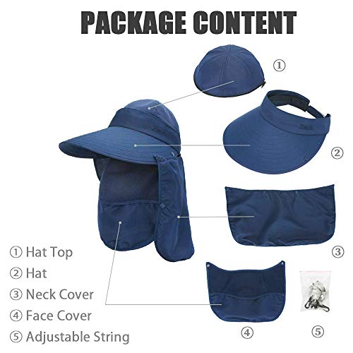 DRIONO Wide Brim Sun Hat – Multifunctional UPF 50 Protection Bucket Fishing Hat Cap (Navy)