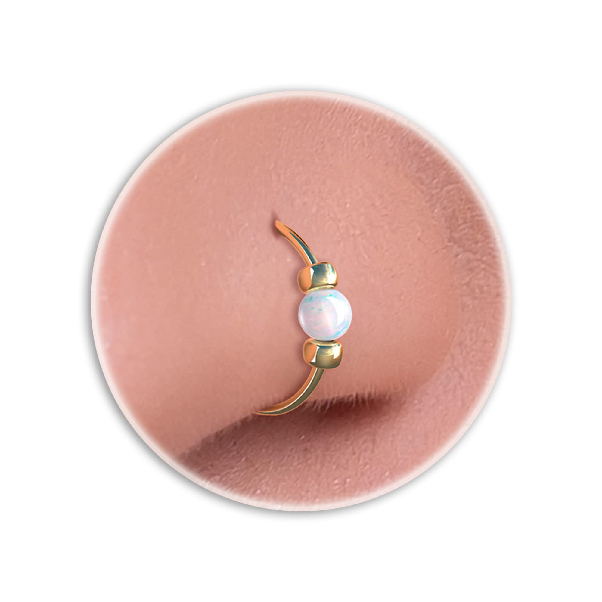 Tiny Gold Nose Ring – Fire White 2mm Opal Nose Piercing 14K Gold Filled Snug 7mm Hoop – Thin 24 Gauge Piercing Jewelry – Dainty Gift Ready Purchase