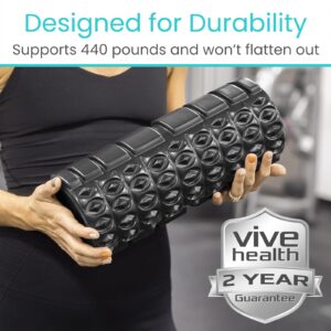 Vive Vibrating Foam Roller - High Density Five Speed Massager - for Exercise, Physical Therapy, Trigger Point and Muscle Recovery - Firm, Deep Tissue Vibration for Back Pain Relief and Stretching